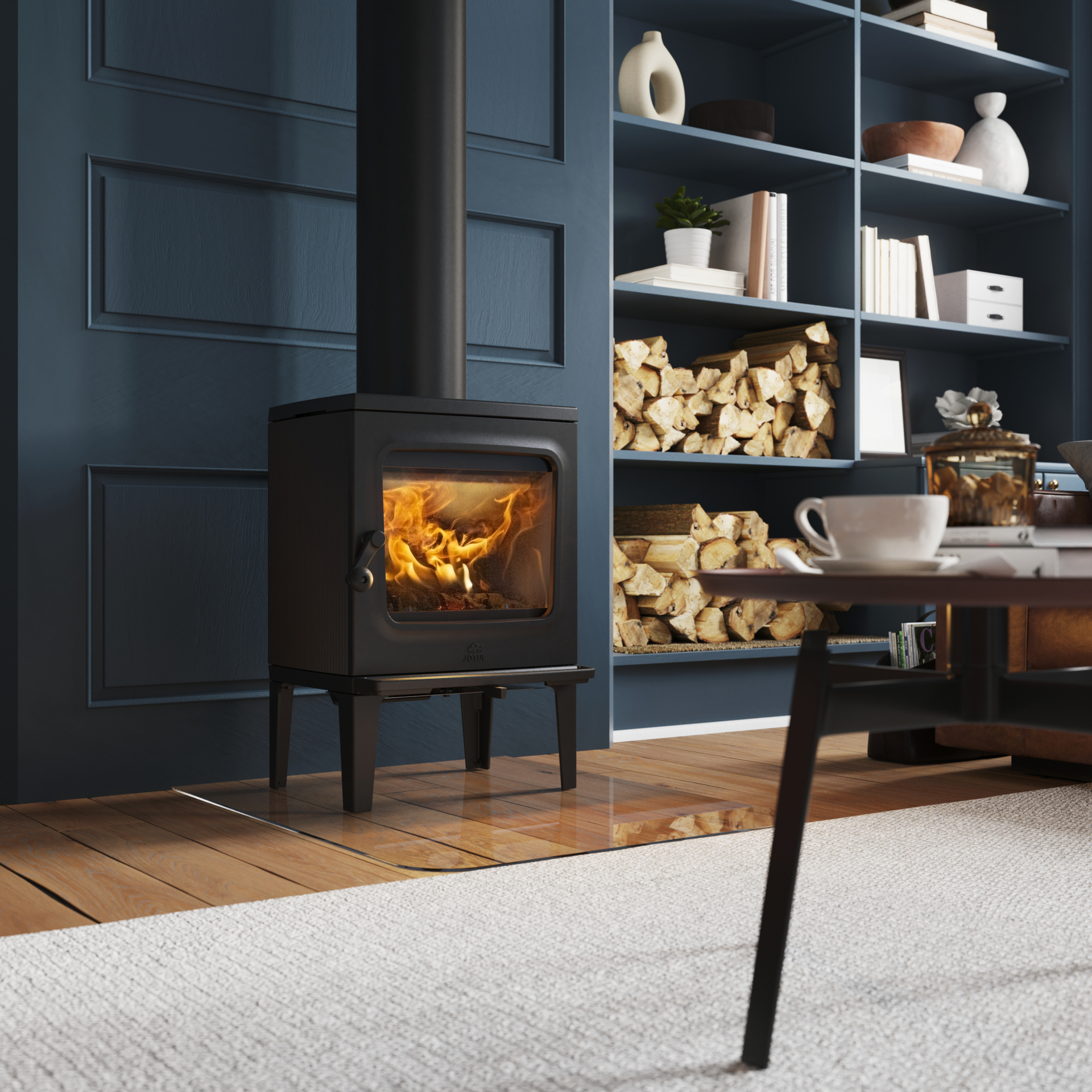 Jotul F 205 Stove | Modern 5kW Wood Burner with Long Legs | The Fire Centre